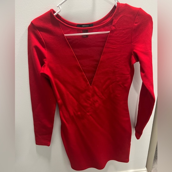 Forever 21 | Dresses | Red Skin Tight Dress With Sheer Front | Poshmark